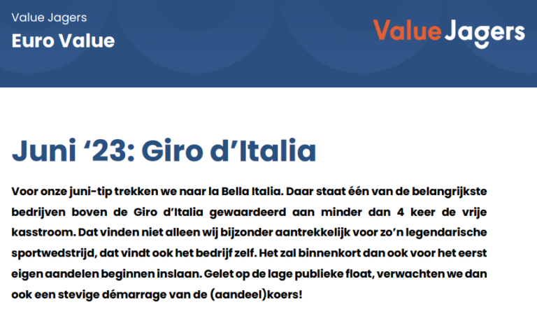 Goedkoop beleggen in … De Ronde van Italië - Value Jagers